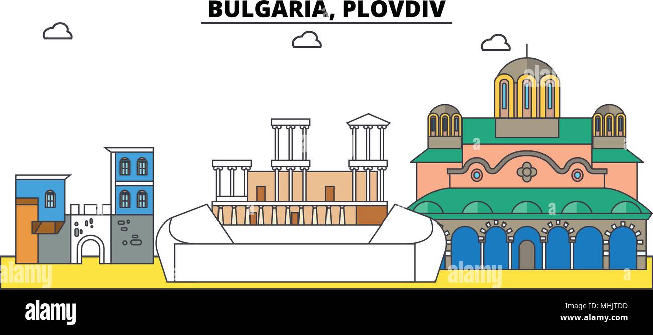 Bulgaria, Plovdiv. City skyline, architecture, buildings, streets ...