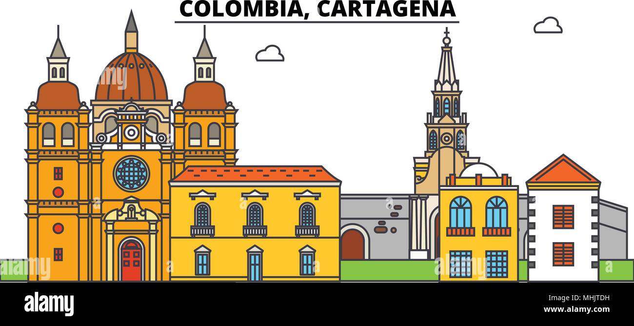 Colombia, Cartagena. City skyline, architecture, buildings, streets ...