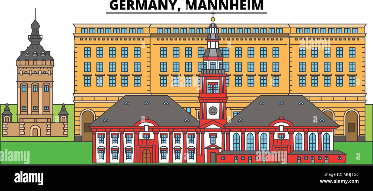 Germany, Mannheim. City skyline, architecture, buildings, streets ...