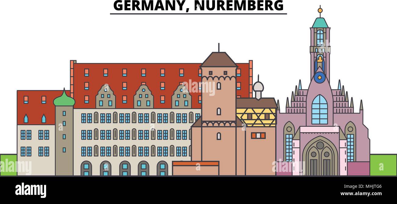 Germany, Nuremberg. City skyline, architecture, buildings, streets ...
