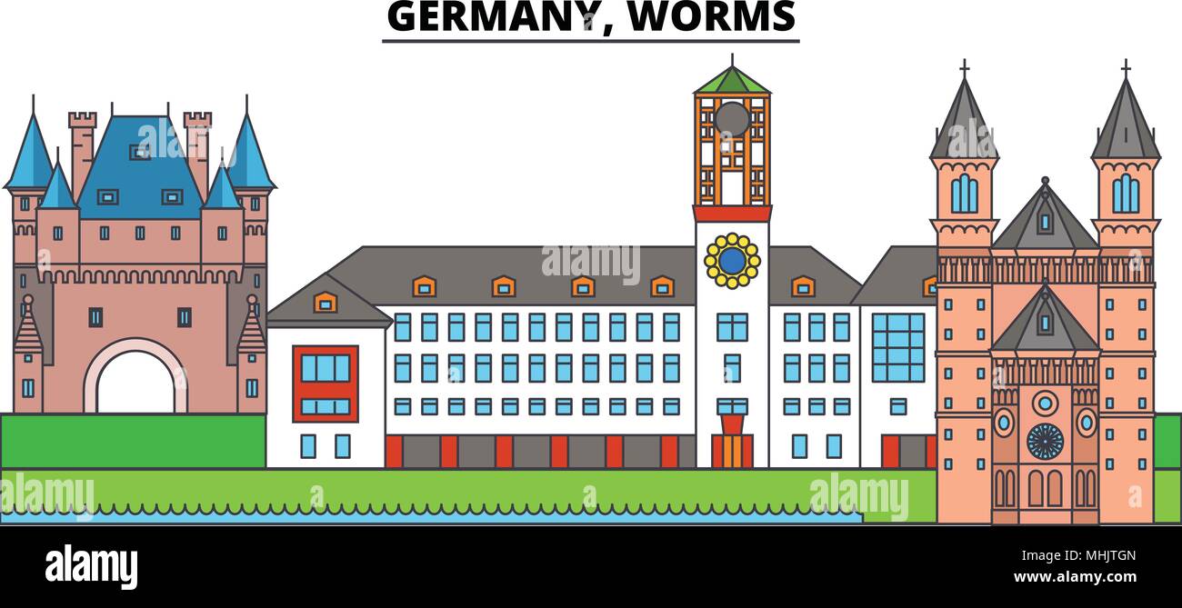 Germany, Worms. City skyline, architecture, buildings, streets ...