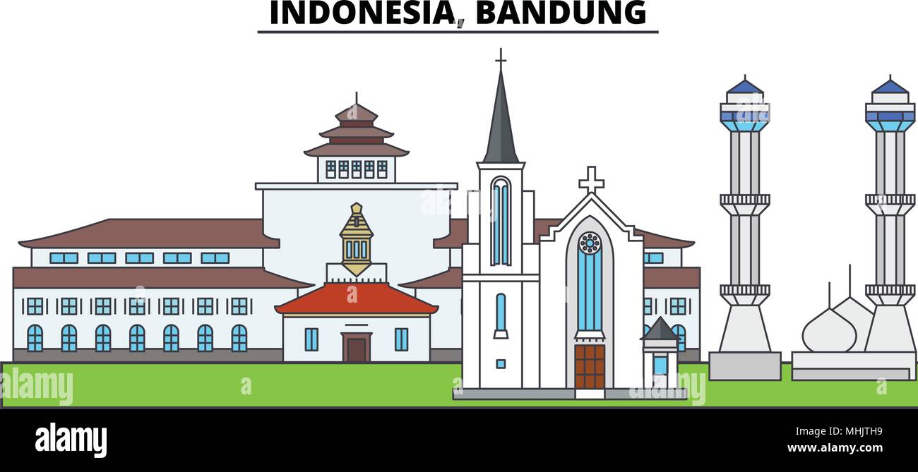 Indonesia, Bandung. City skyline, architecture, buildings, streets ...