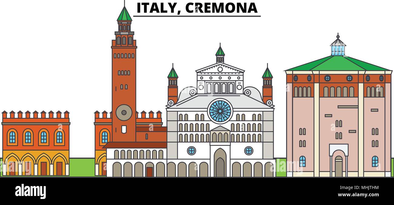 Italy, Cremona. City skyline, architecture, buildings, streets ...