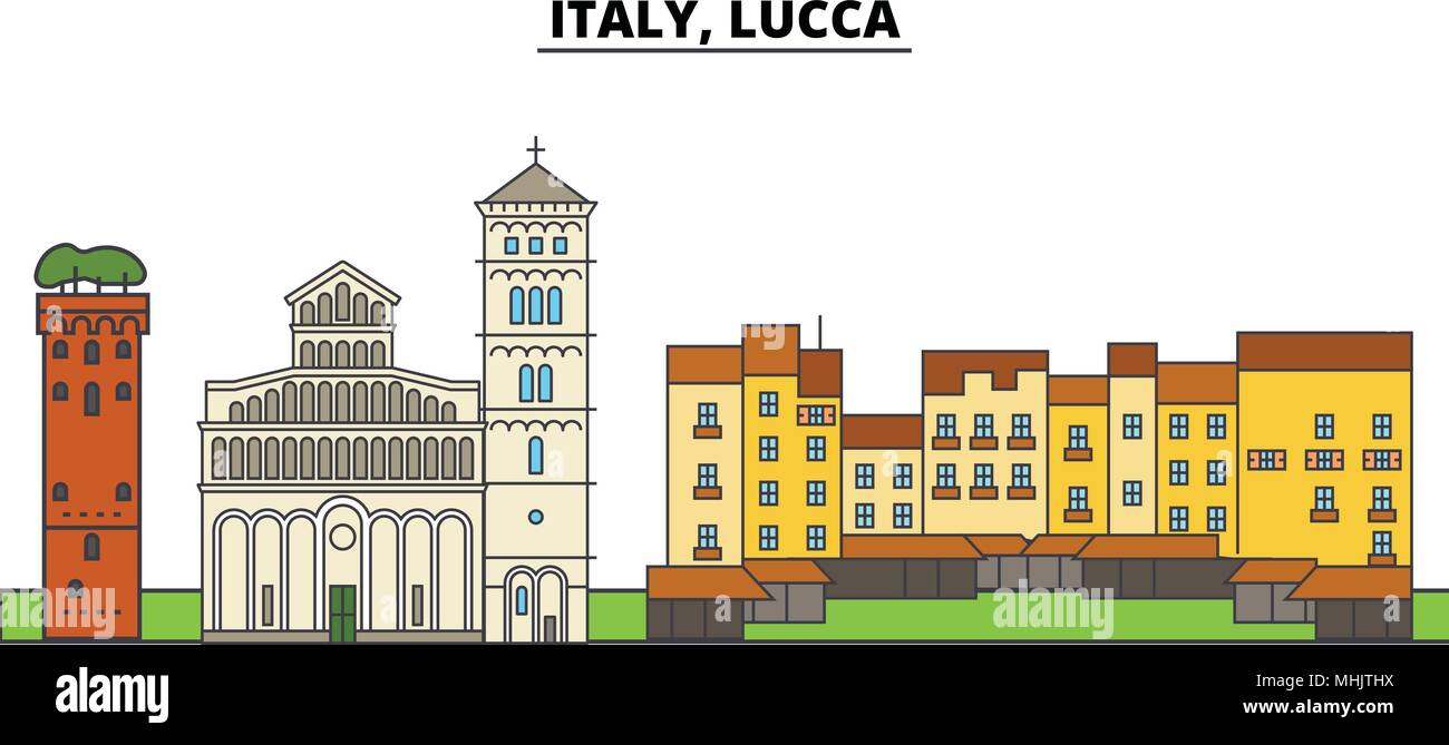 Italy, Lucca. City skyline, architecture, buildings, streets ...