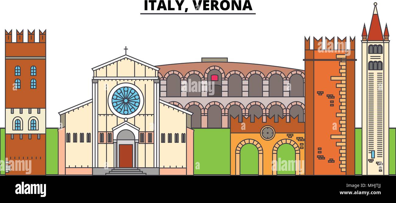 Italy, Verona. City skyline, architecture, buildings, streets ...