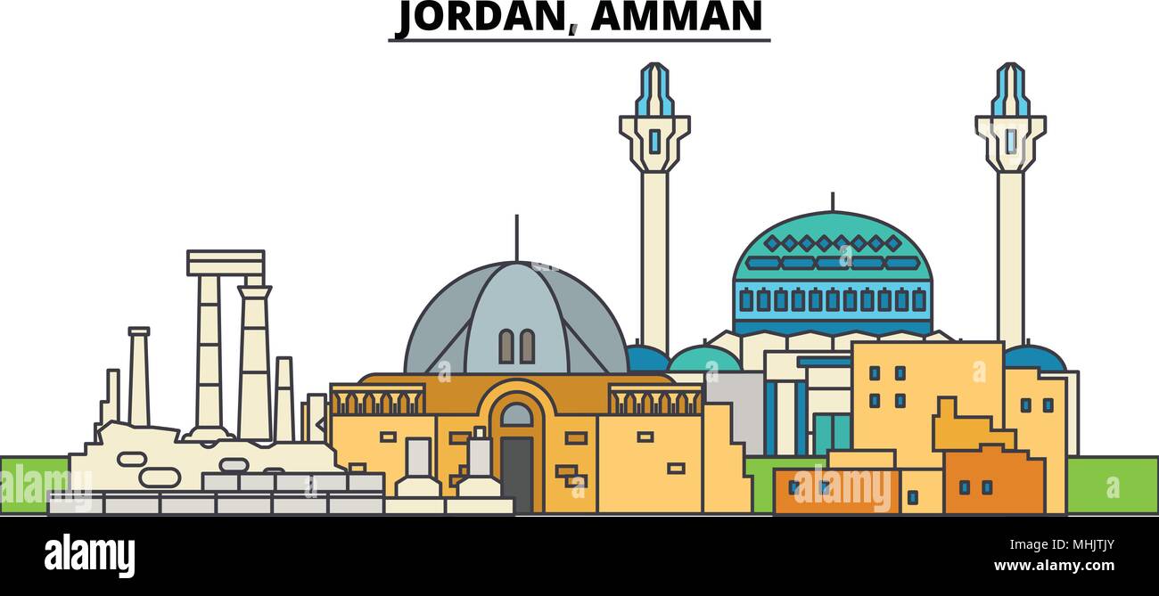 Jordan, Amman. City skyline, architecture, buildings, streets ...