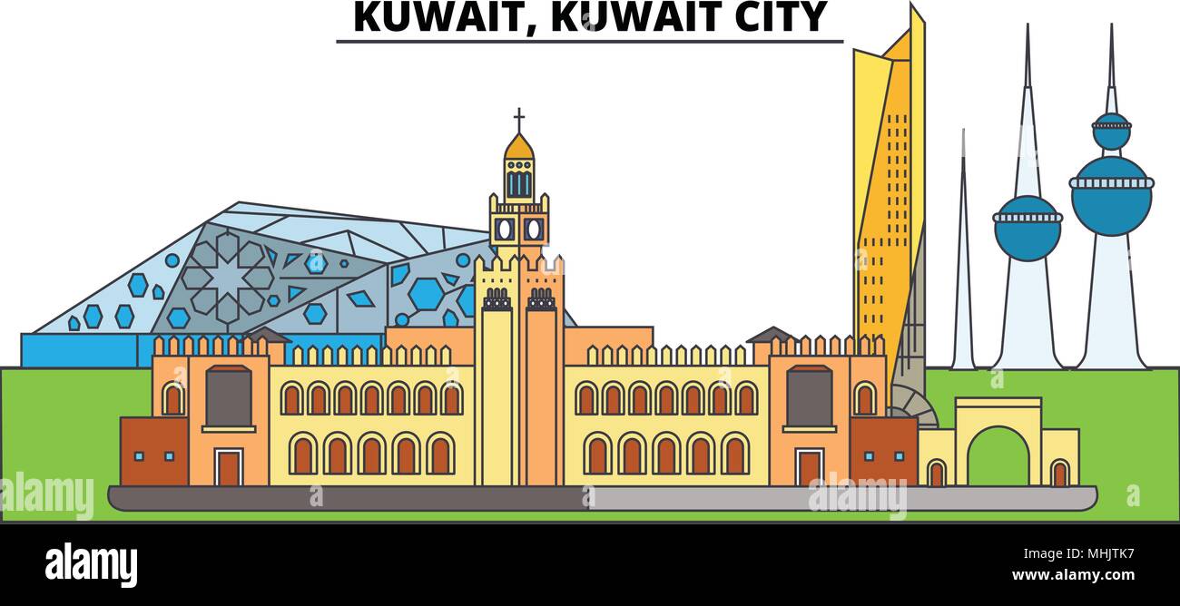 Kuwait, Kuwait City. City skyline, architecture, buildings, streets ...