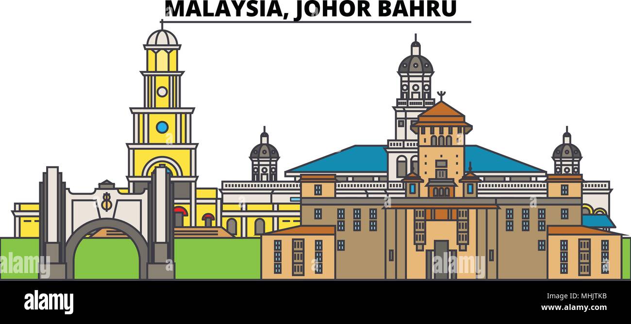 Malaysia, Johor Bahru. City skyline, architecture, buildings, streets ...