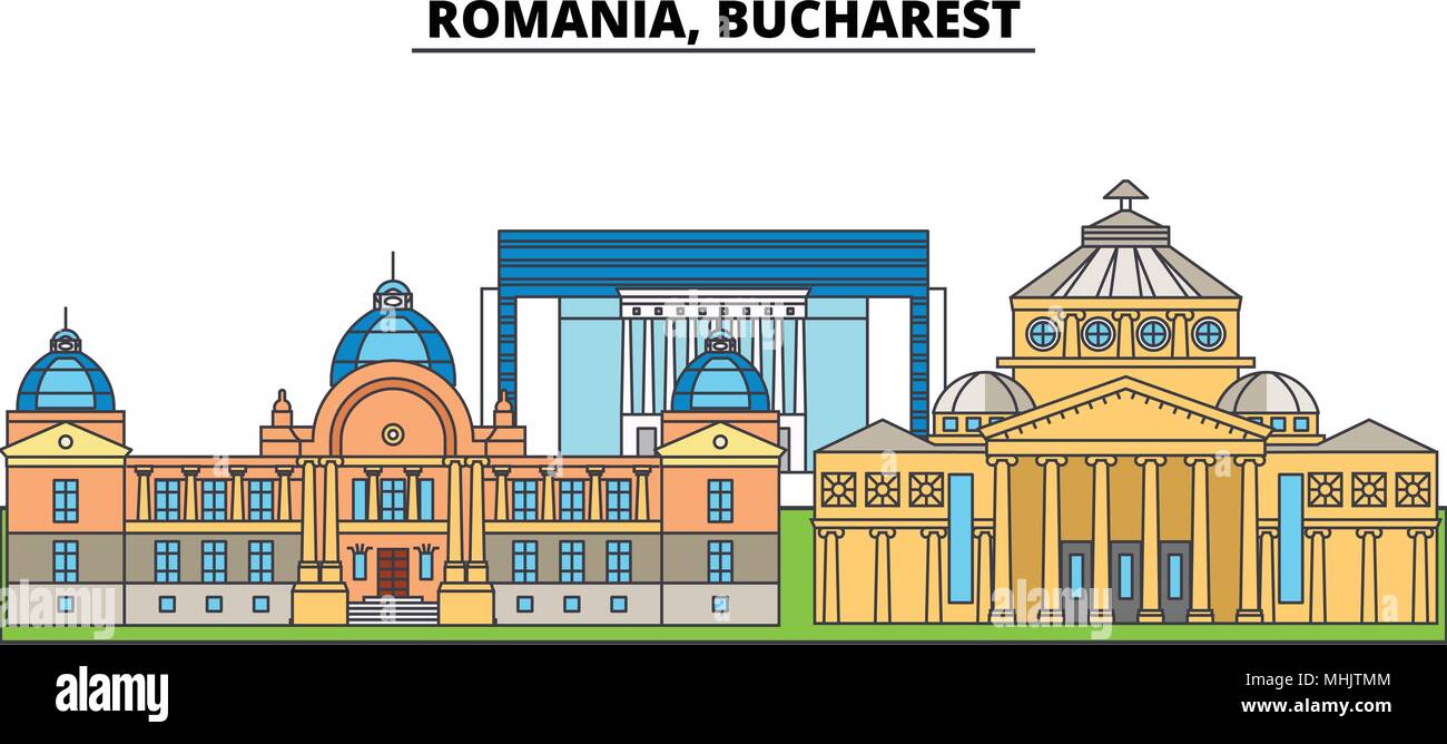 Romania, Bucharest. City skyline, architecture, buildings, streets ...