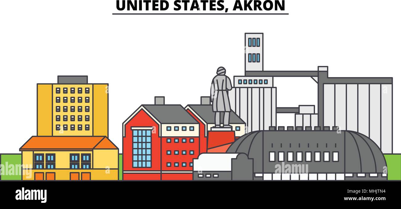 United States, Akron. City skyline, architecture, buildings, streets ...