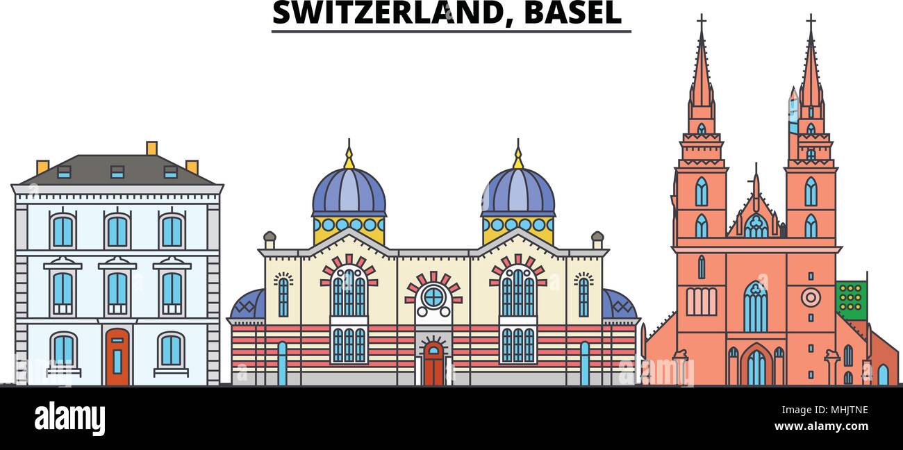 Switzerland, Basel . City skyline, architecture, buildings, streets ...