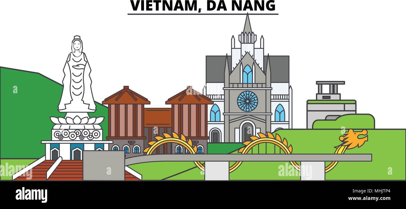 Vietnam, Da Nang. City skyline, architecture, buildings, streets ...