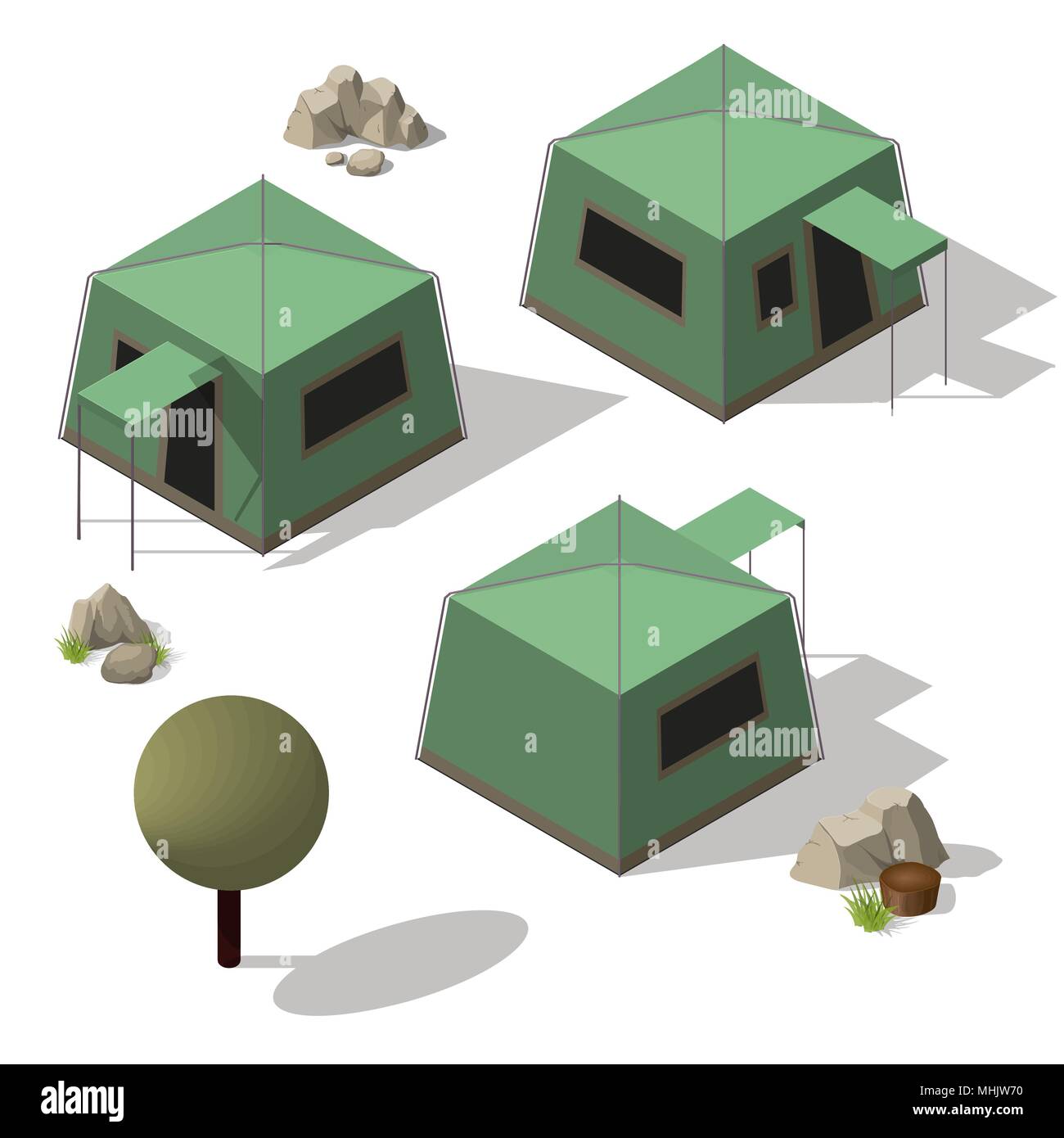 Camp tents set isolated Stock Vector Images - Alamy