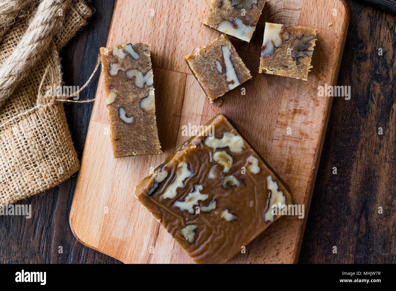 Turkish Summer Helva or Halva with walnut. Desseert Concept Stock Photo ...