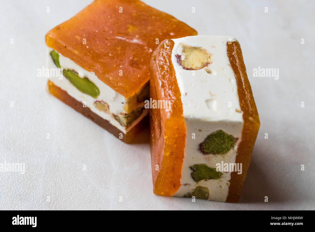 Mini Cube Helva or Halva with Pistachio and Apricot Flavor. Traditional ...