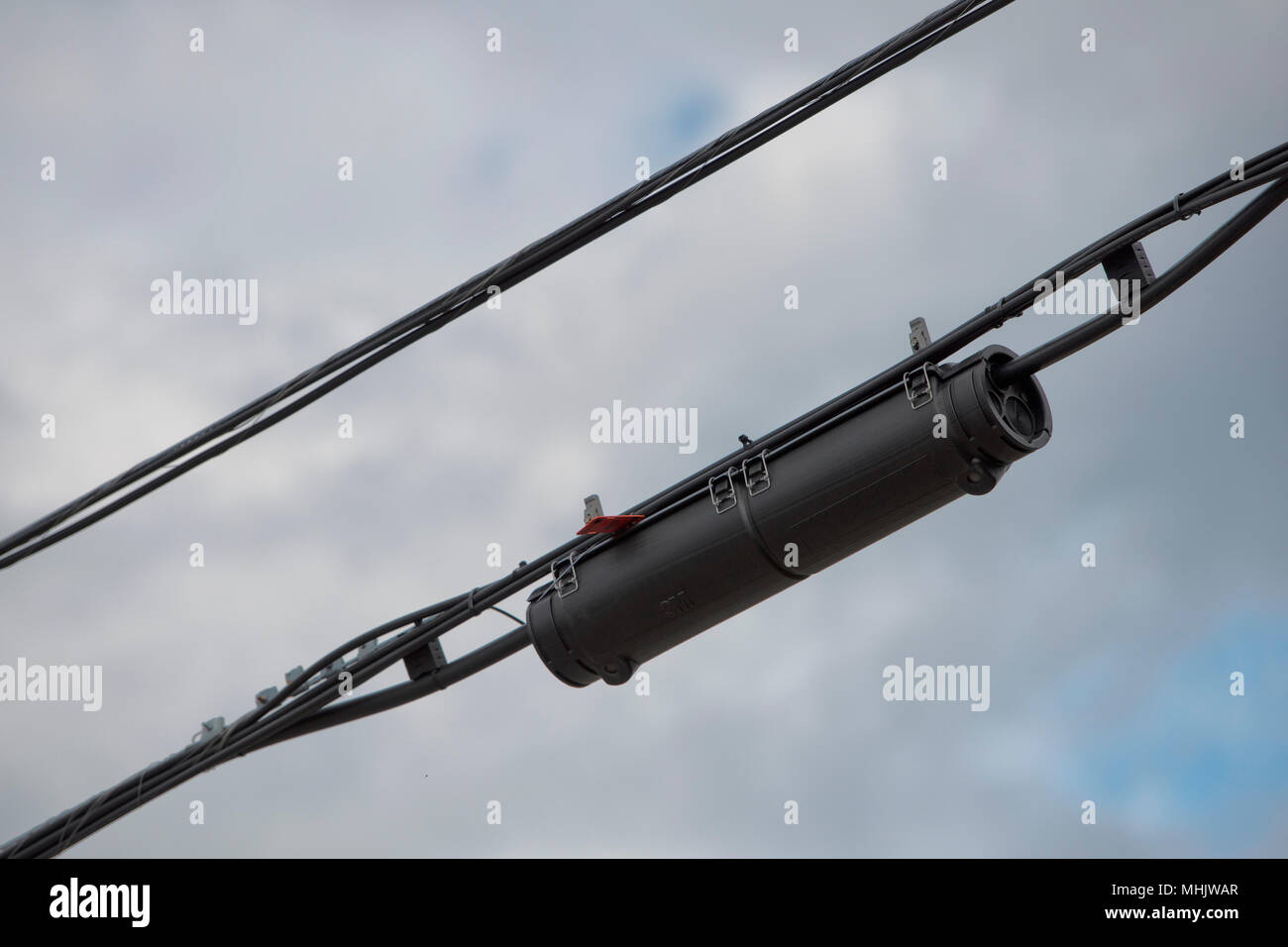 Electric Power Lines connector high voltage electicity Stock Photo - Alamy