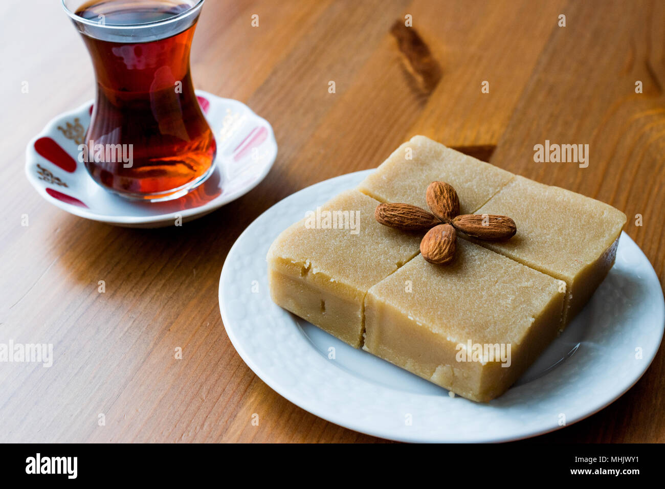 Semolina Halva with Almonds cut in square. Traditional Food Stock Photo ...