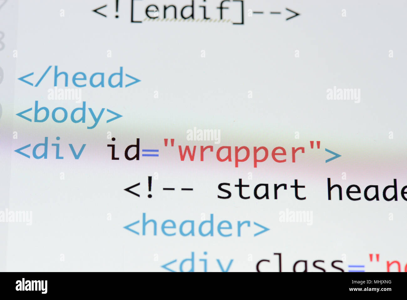 Real Html Code Developing Screen Programing Workflow Abstract Algorithm Concept Lines Of Html