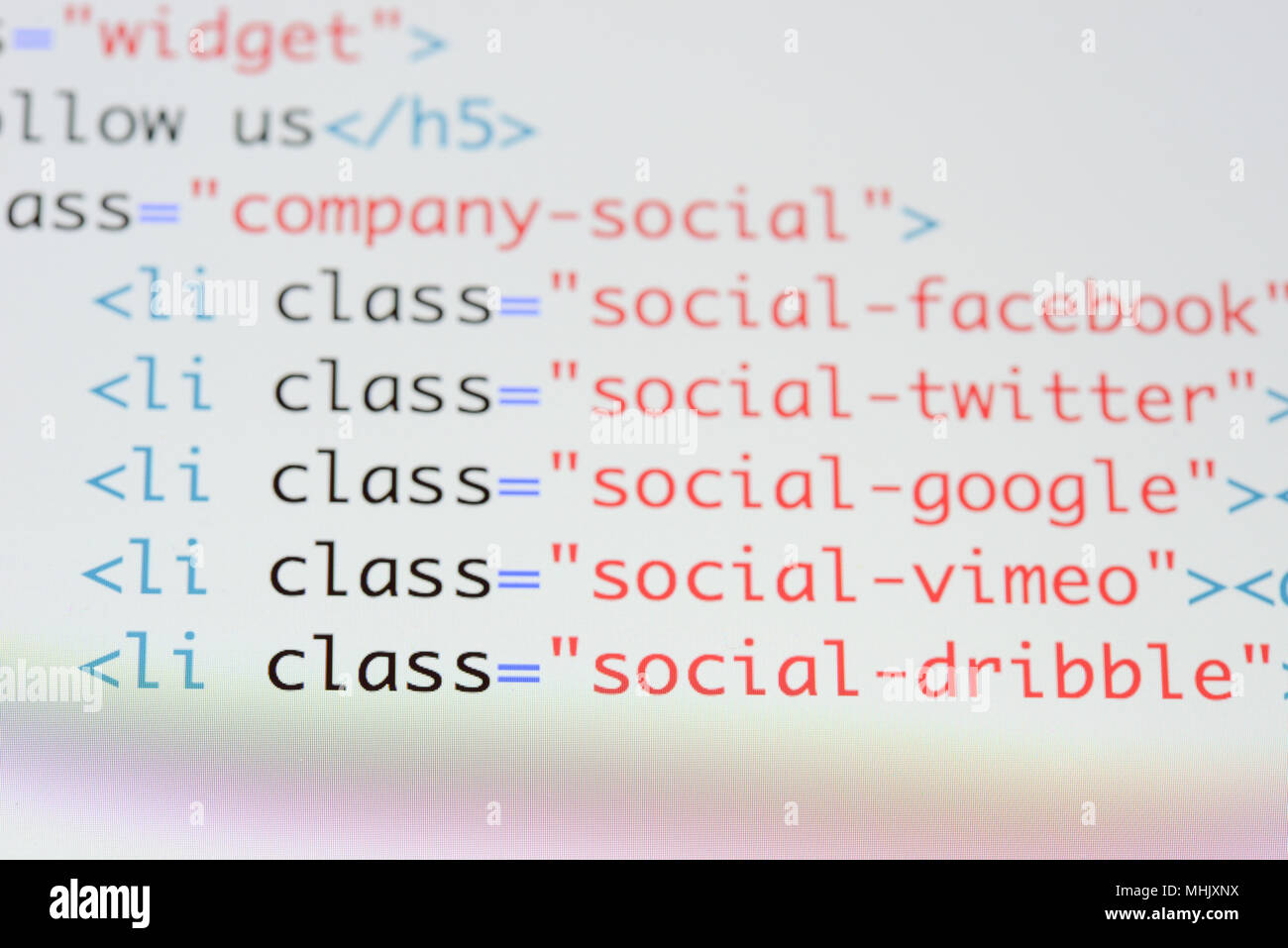 Real Html code developing screen. Programing workflow abstract ...
