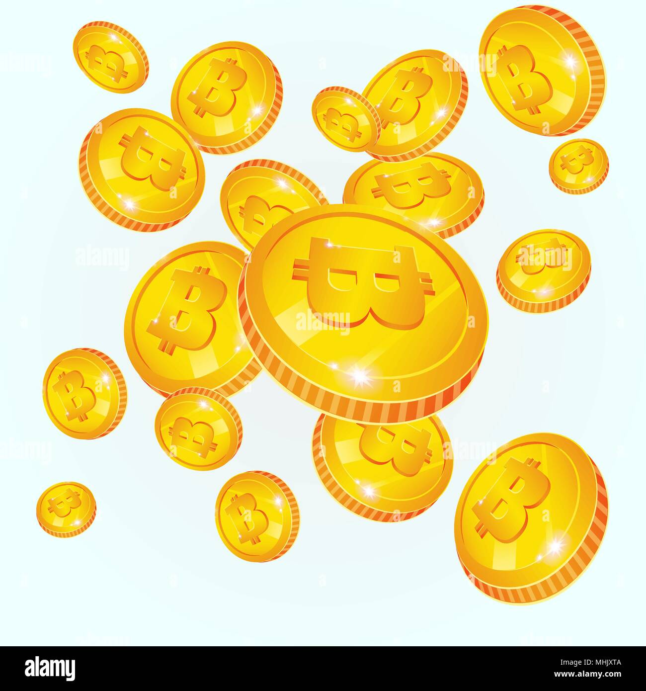 Golden bitcoin on dollar Stock Vector Images - Alamy