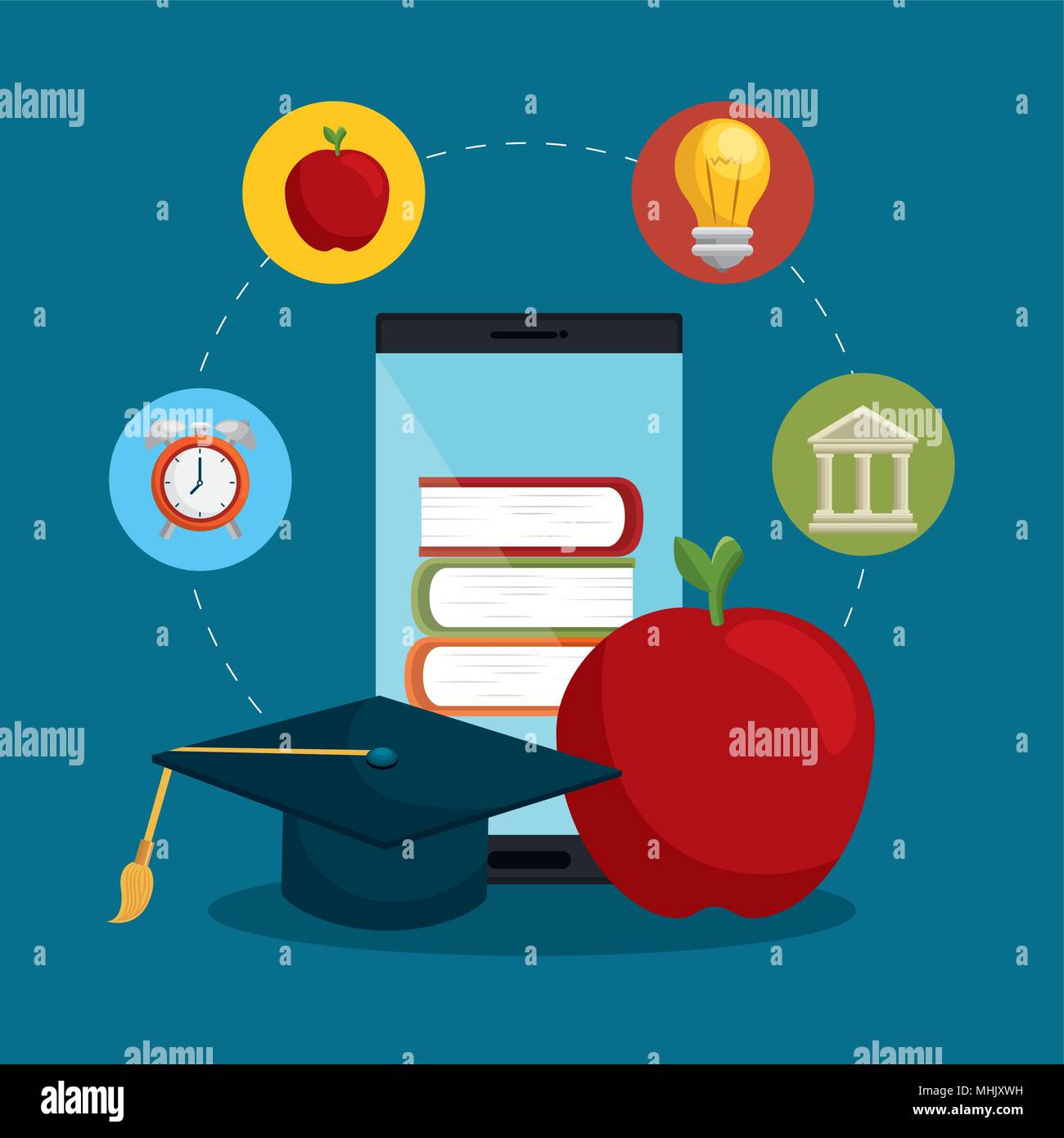 smartphone with education easy e-learning icons Stock Vector Image ...