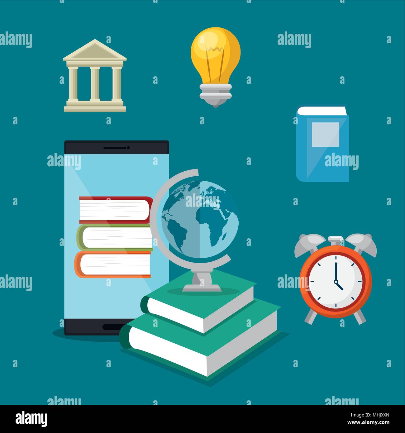smartphone with education easy e-learning icons Stock Vector Image ...