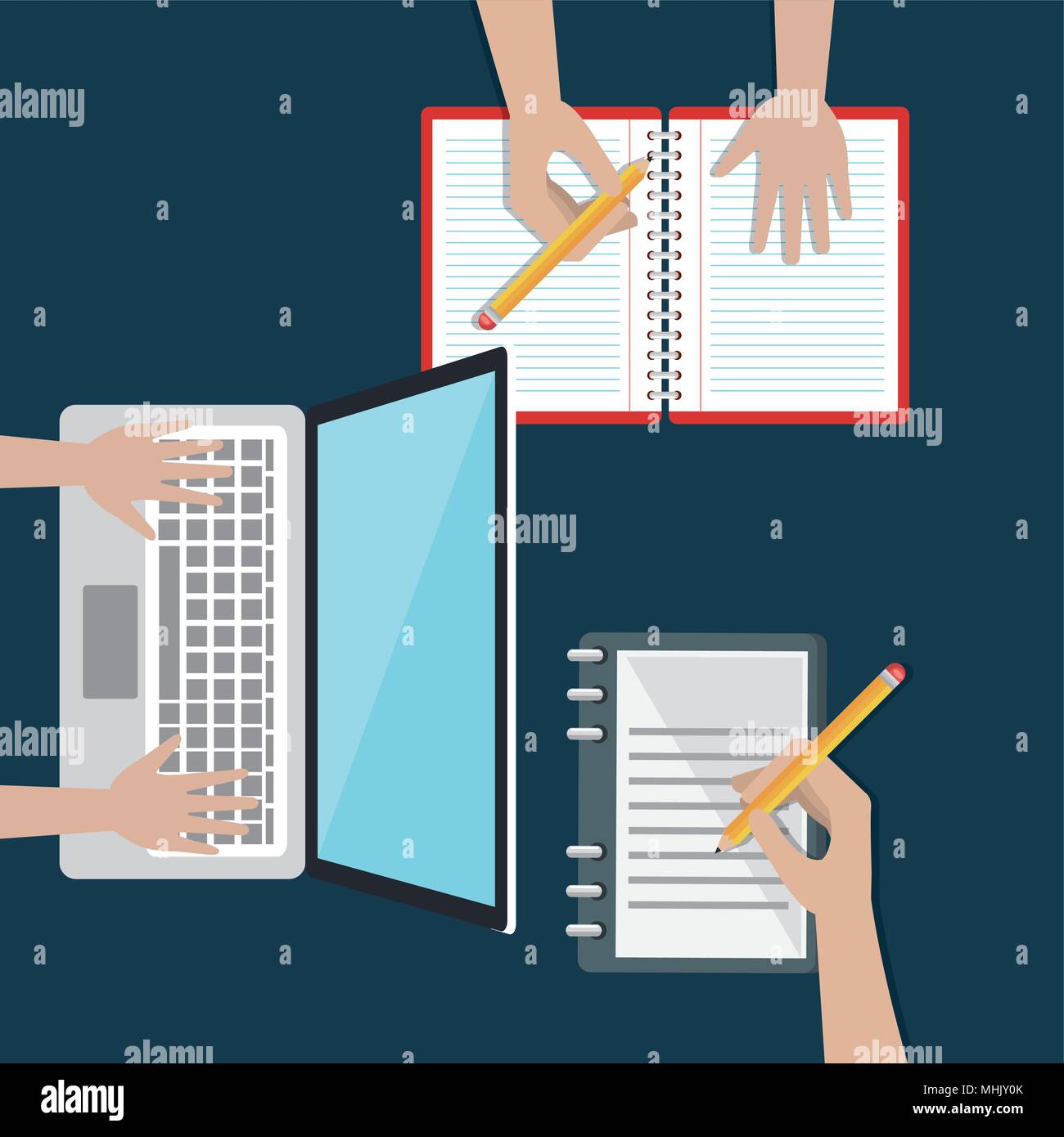 laptop with education easy e-learning icons Stock Vector Image & Art ...