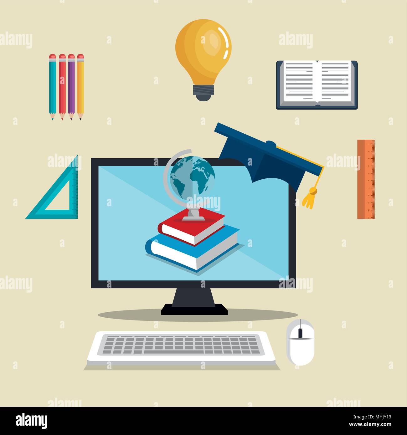 desktop computer with easy e-learning Stock Vector Image & Art - Alamy