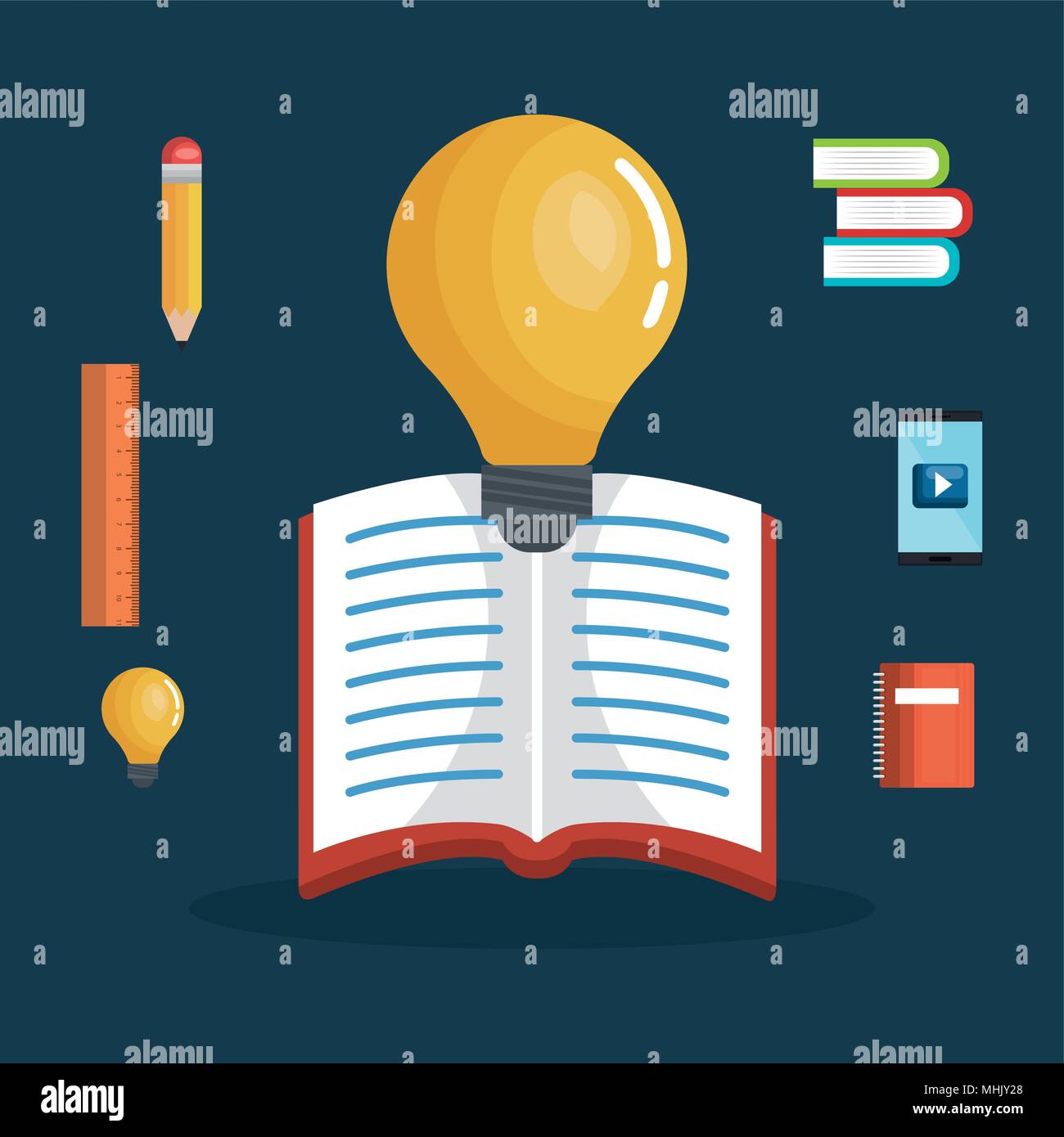 education easy learning set icons Stock Vector Image & Art - Alamy