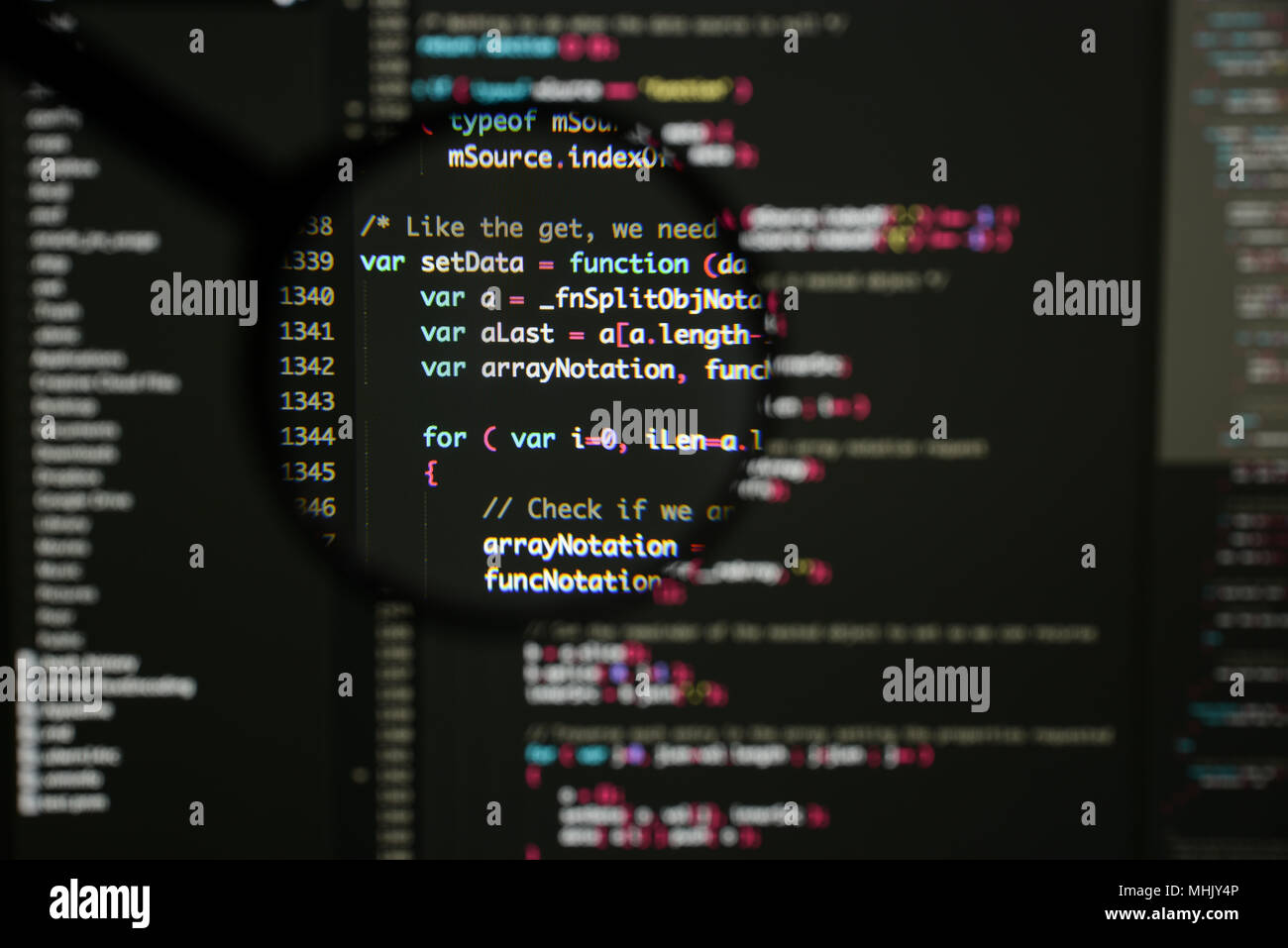 Real Java Script Code Developing Screen Programing Workflow Abstract Algorithm Concept Closeup