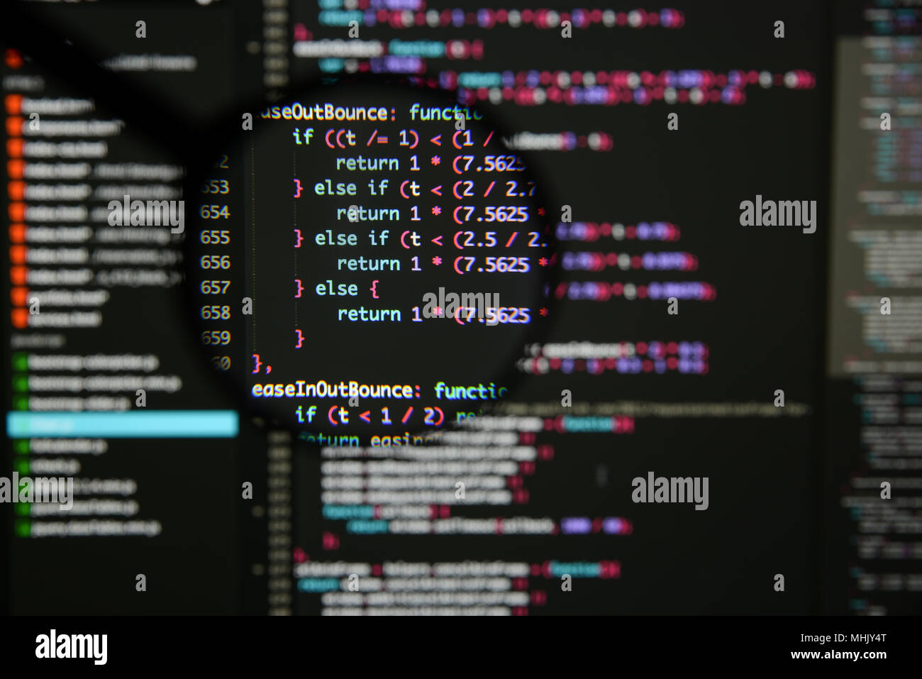 Real Java Script Code Developing Screen Programing Workflow Abstract Algorithm Concept Closeup