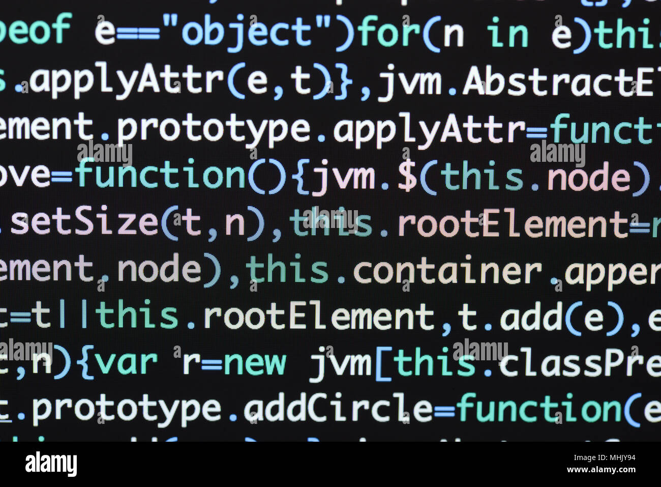 Real Java Script Code Developing Screen Programing Workflow Abstract Algorithm Concept Closeup
