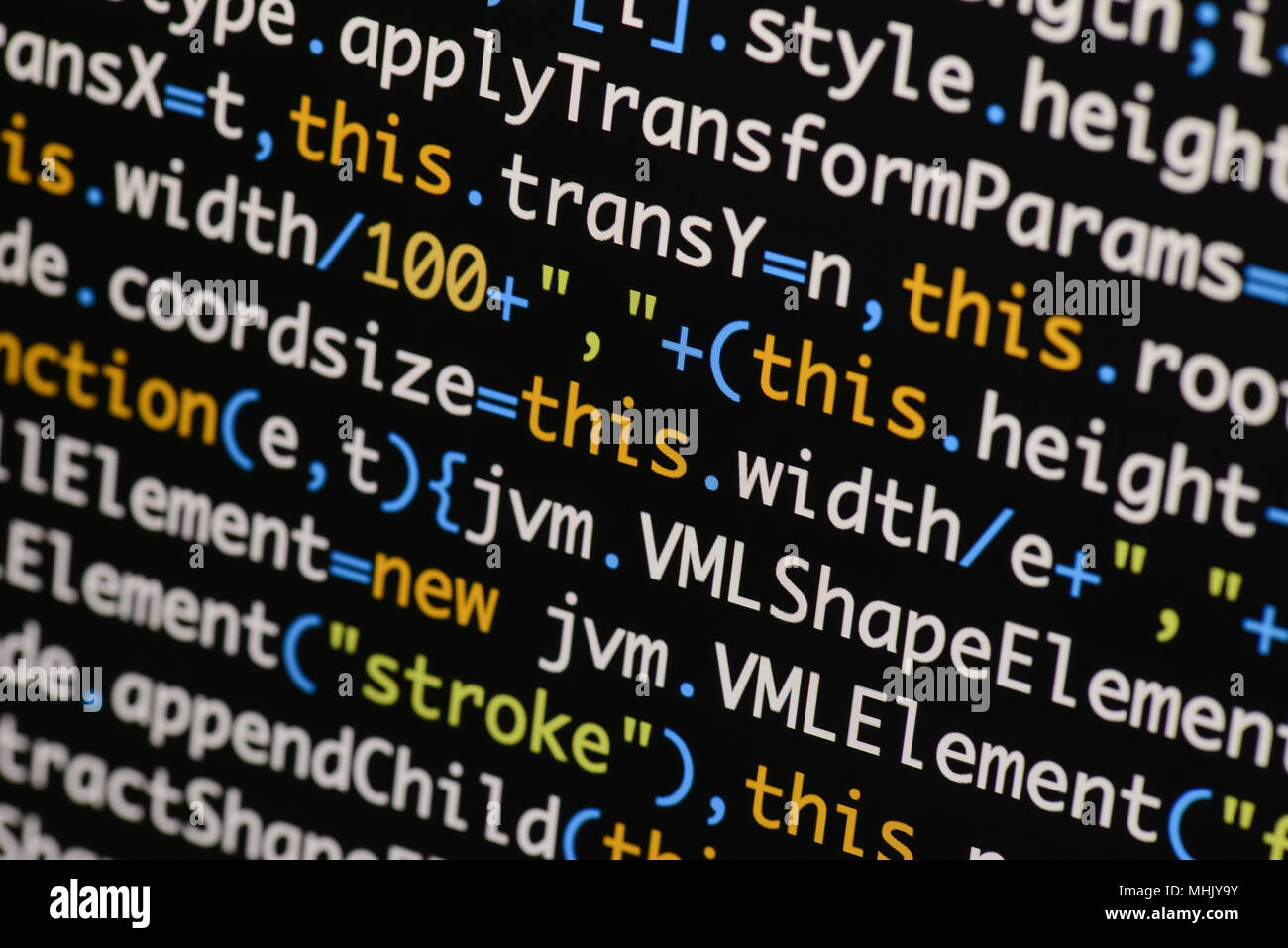 Real Java Script Code Developing Screen Programing Workflow Abstract Algorithm Concept Closeup
