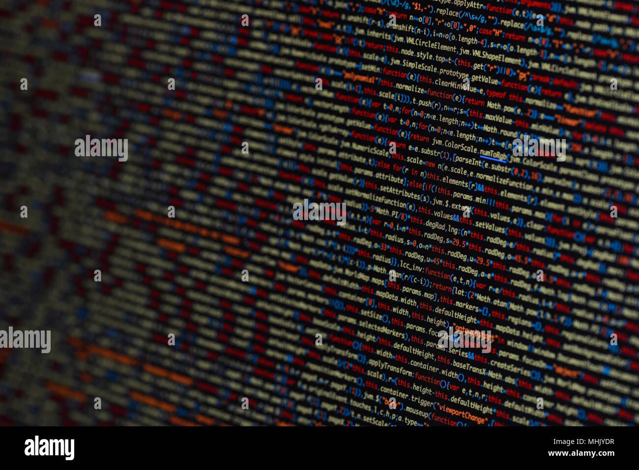 Real Java Script Code Developing Screen Programing Workflow Abstract Algorithm Concept Closeup