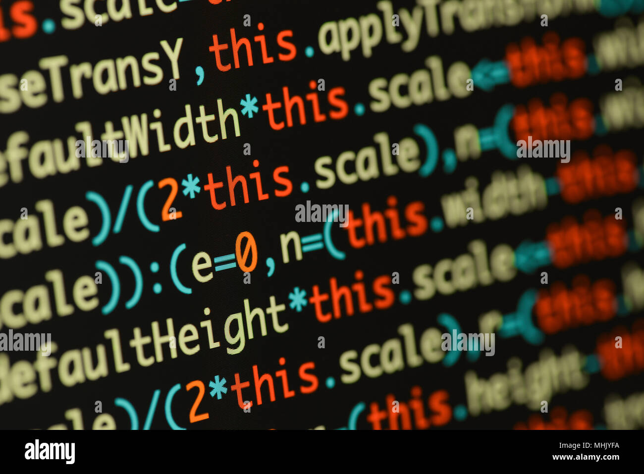 Real Java Script Code Developing Screen Programing Workflow Abstract Algorithm Concept Closeup