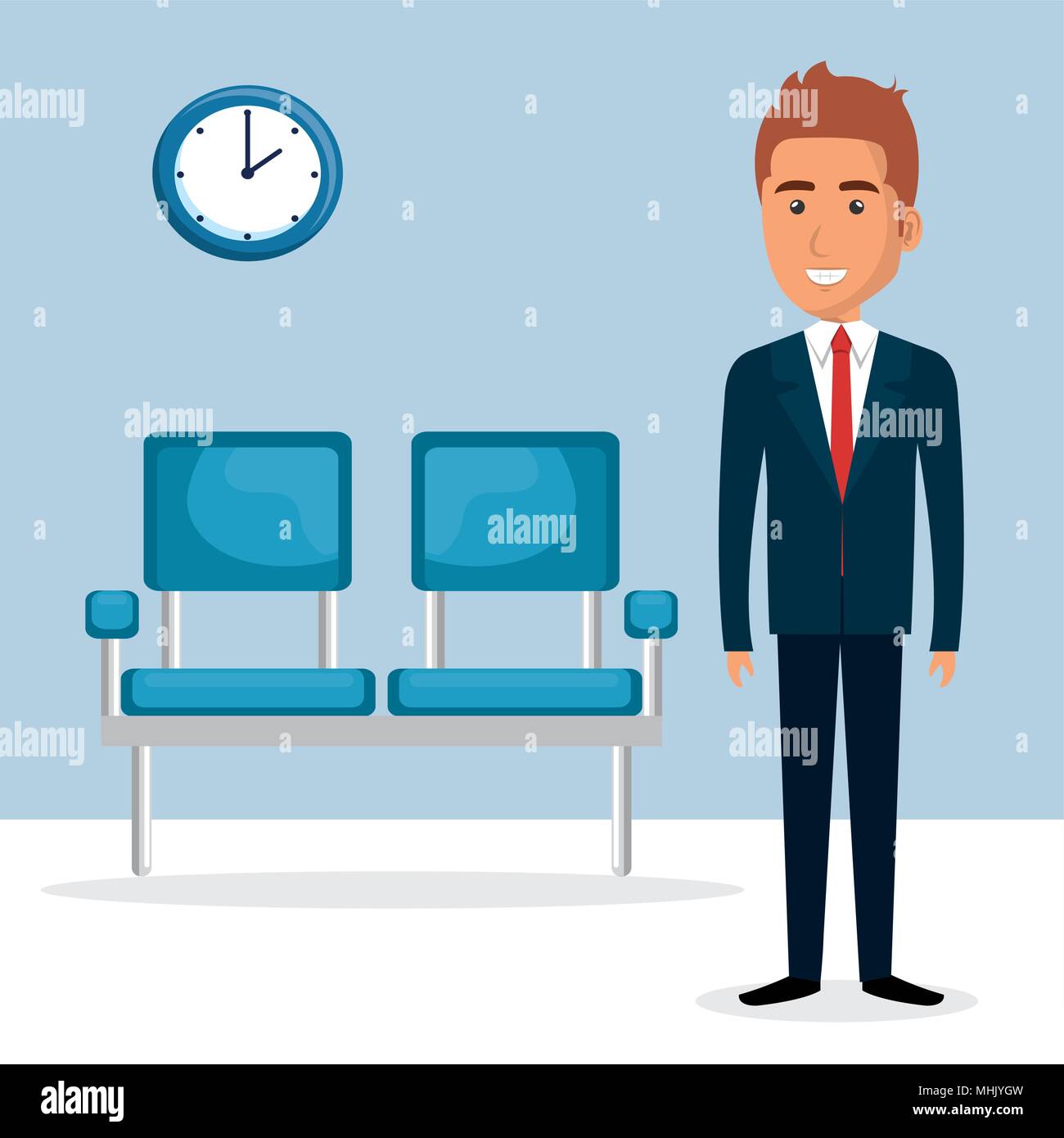 Waiting room with clock Stock Vector Images - Alamy