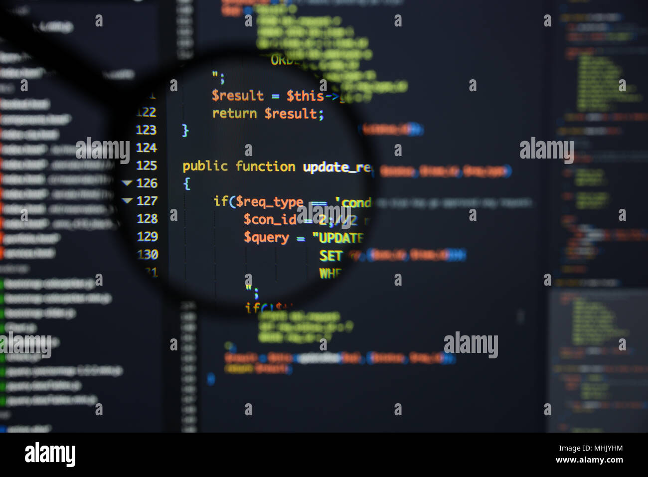 Real Php code developing screen. Programing workflow abstract algorithm ...