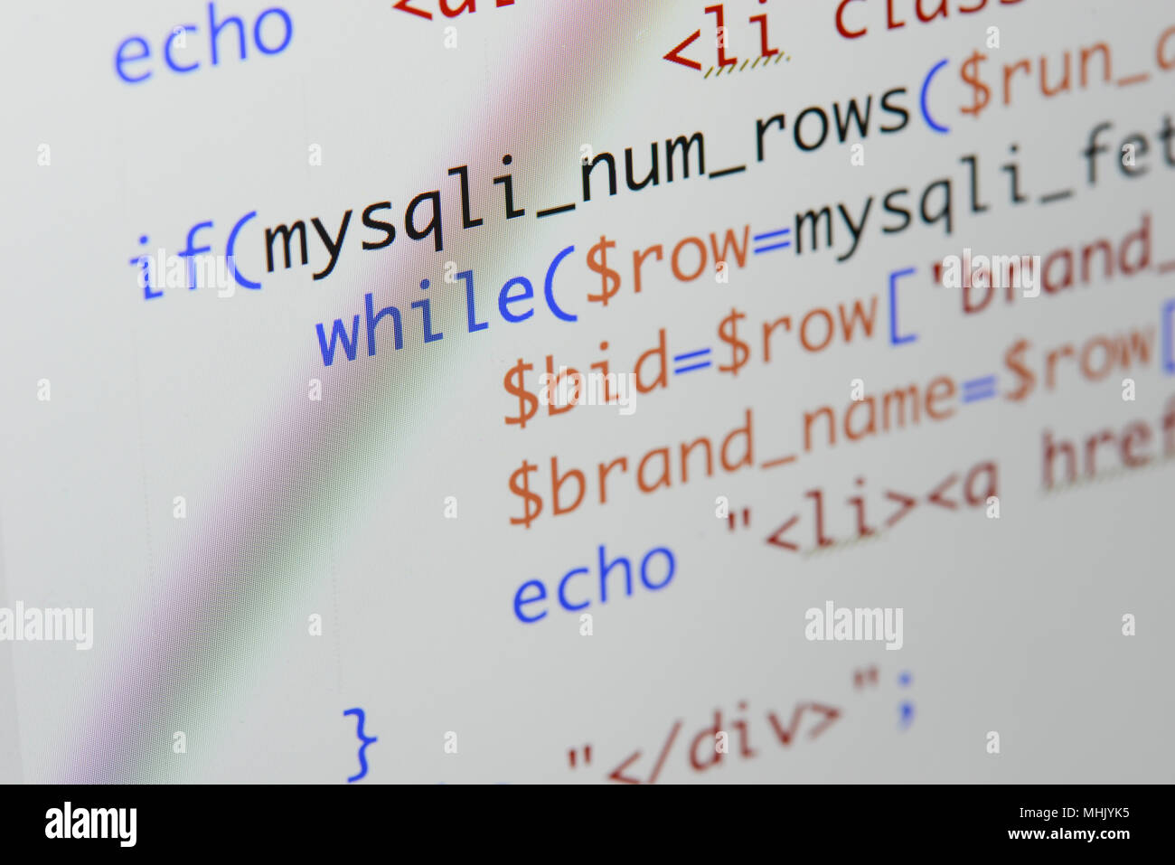 Real Php code developing screen. Programing workflow abstract algorithm ...