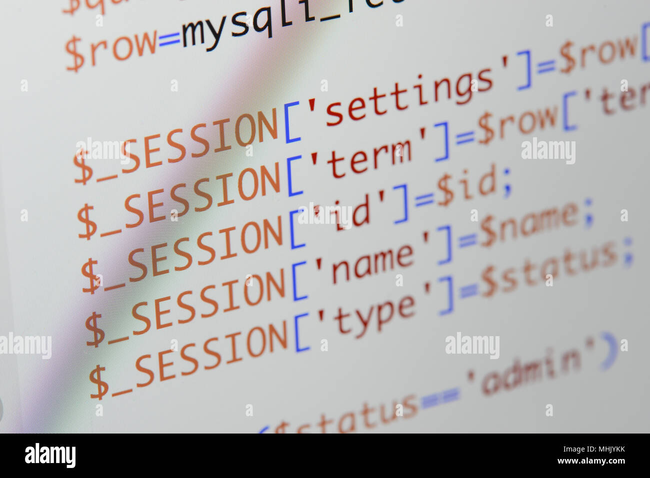 Real Php code developing screen. Programing workflow abstract algorithm concept. Lines of Php ...