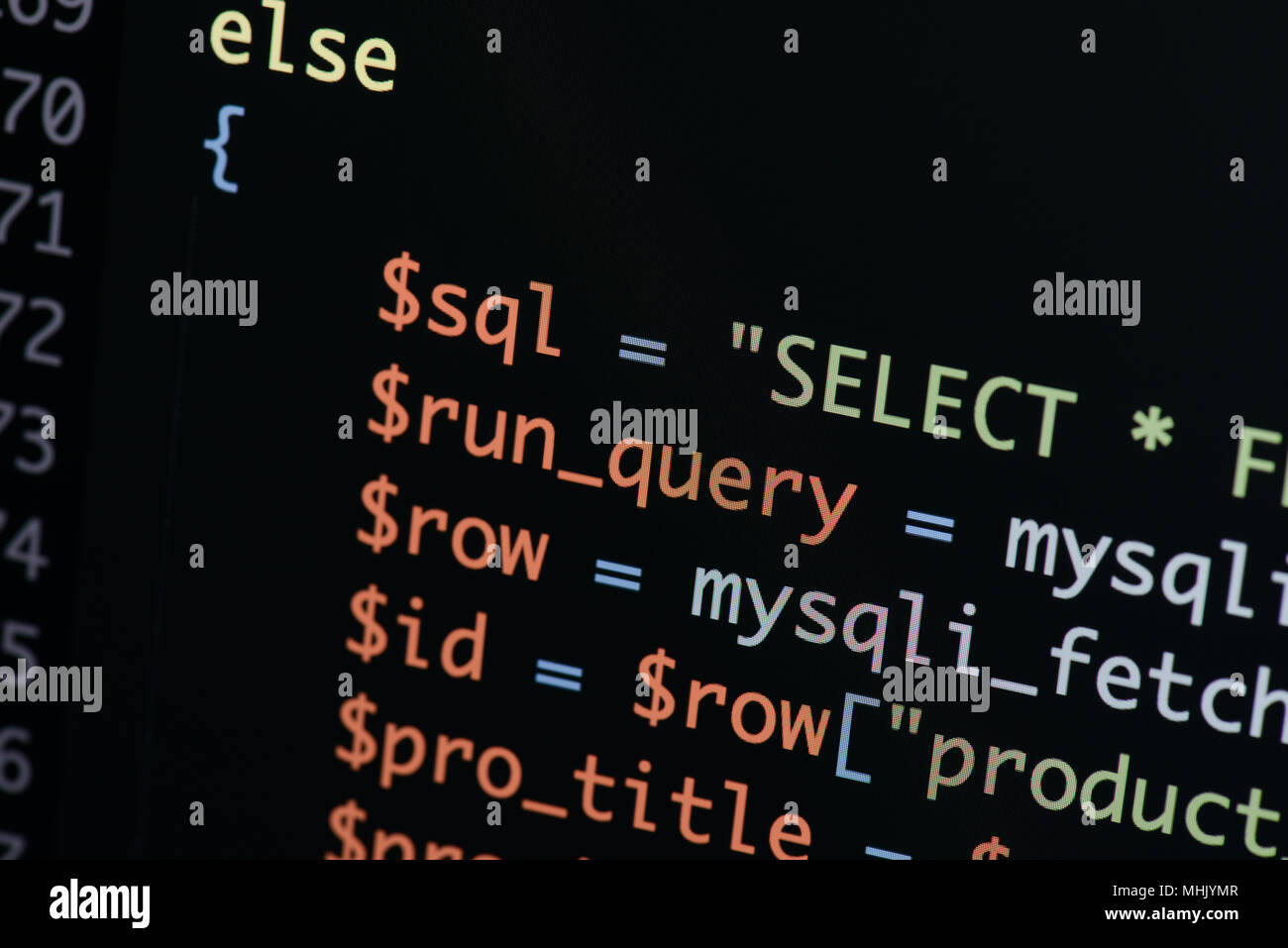 Real Php code developing screen. Programing workflow abstract algorithm ...