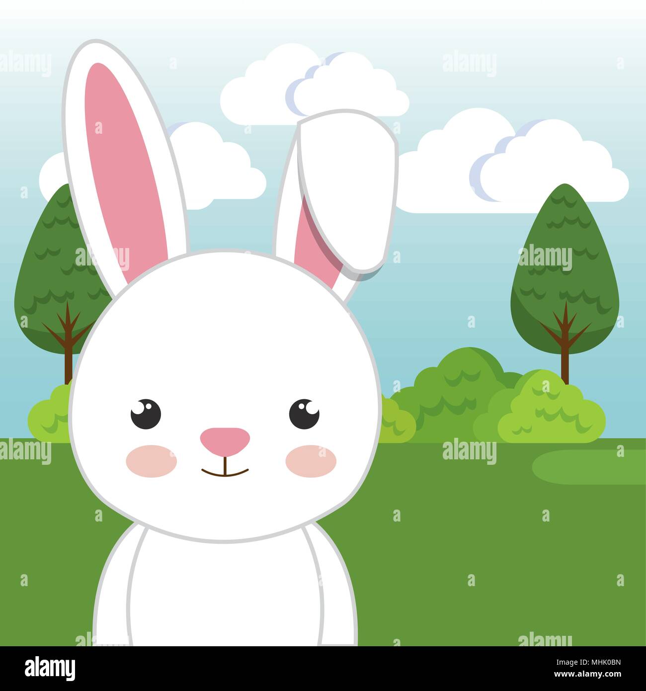 cute rabbit in the field landscape character Stock Vector Image & Art ...