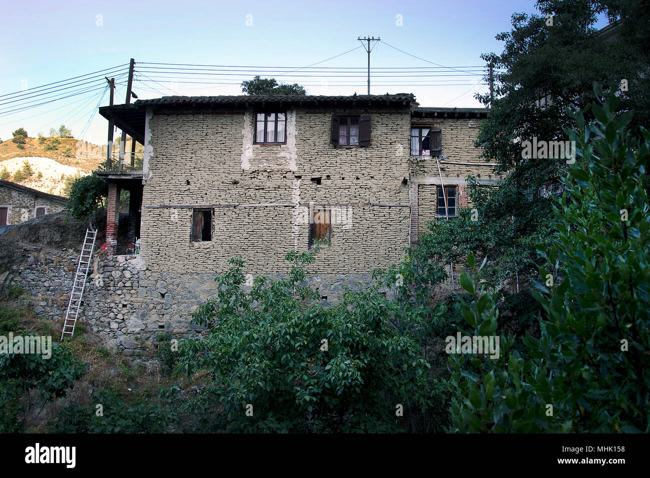 CYPRUS, EUROPE - JULY 7th 2011: The back of a Cypriot house from the ...