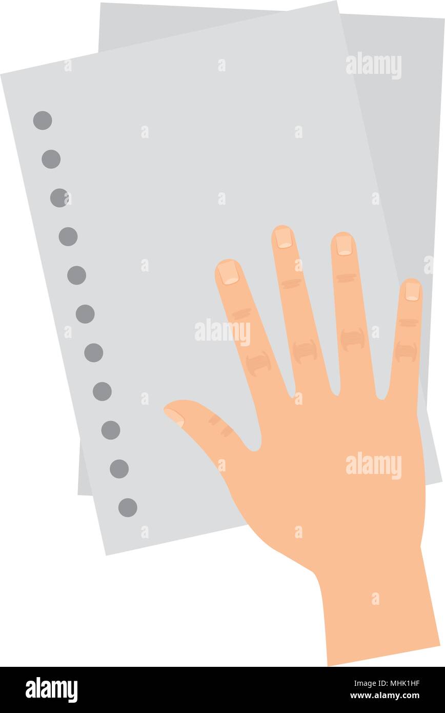 hand with sheet of notebook school Stock Vector Image & Art - Alamy