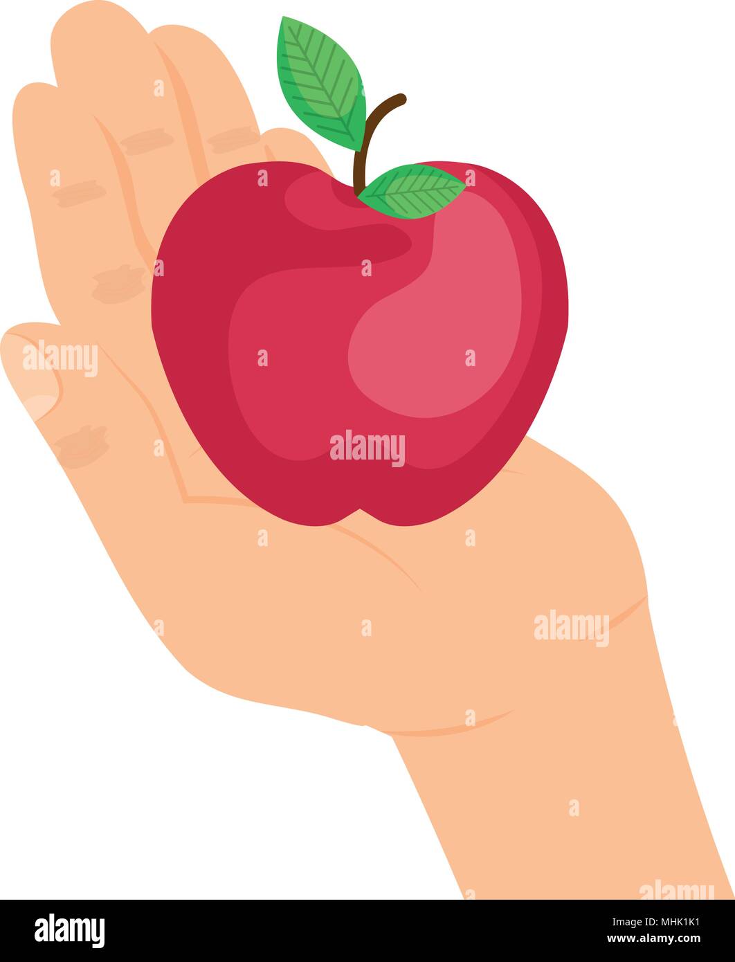 hand with apple fresh fruit icon Stock Vector Image & Art - Alamy