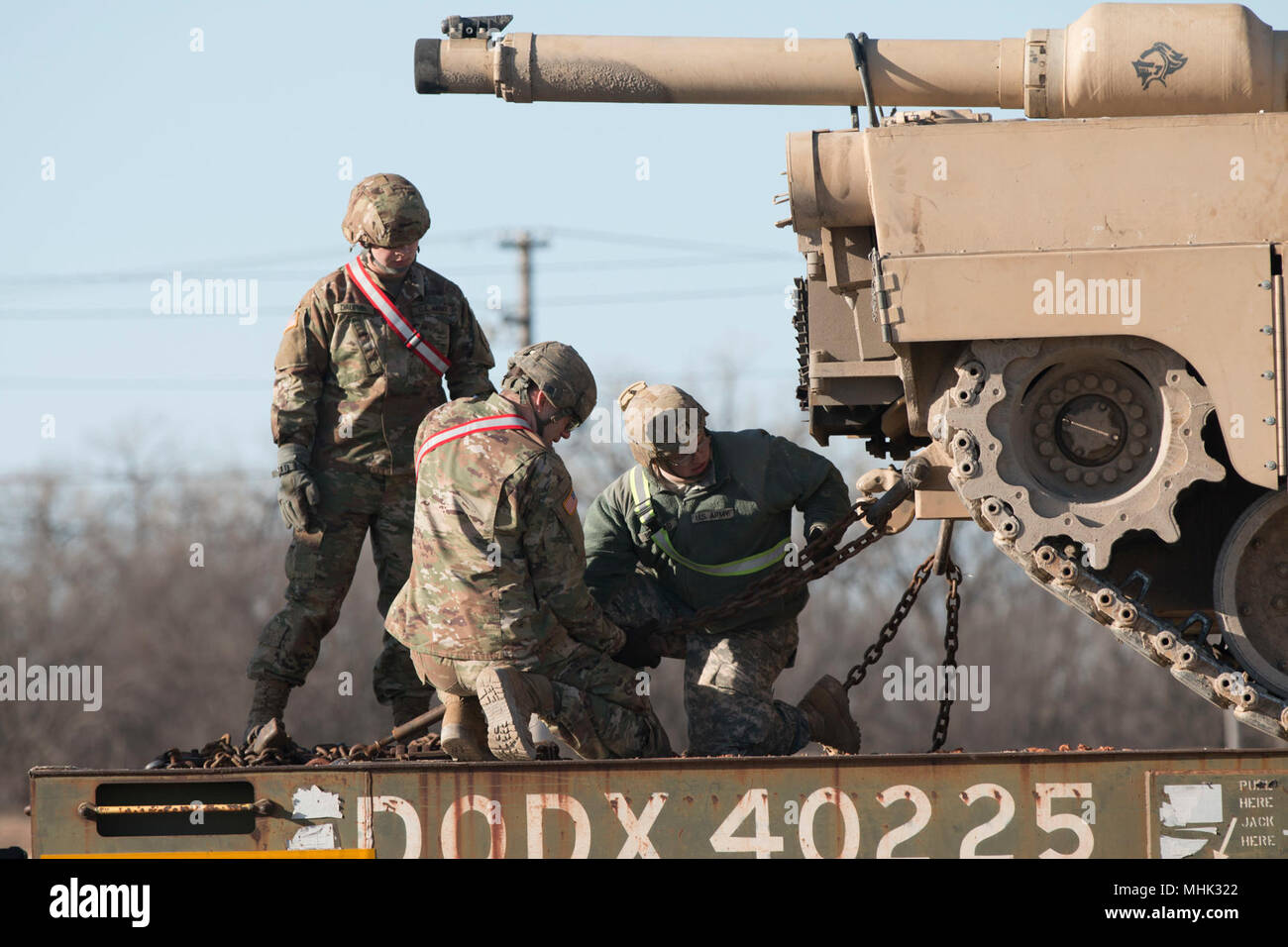 Soldiers secure vehicles from Company C, 3rd Battalion, 66th Armor ...