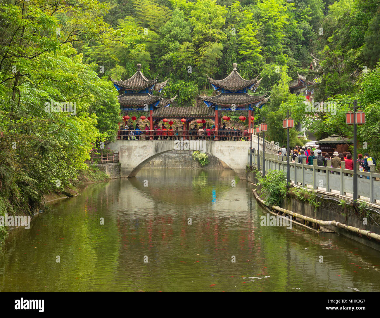 View of river and bridge in Enshi Tusi imperial ancient city in Hubei ...