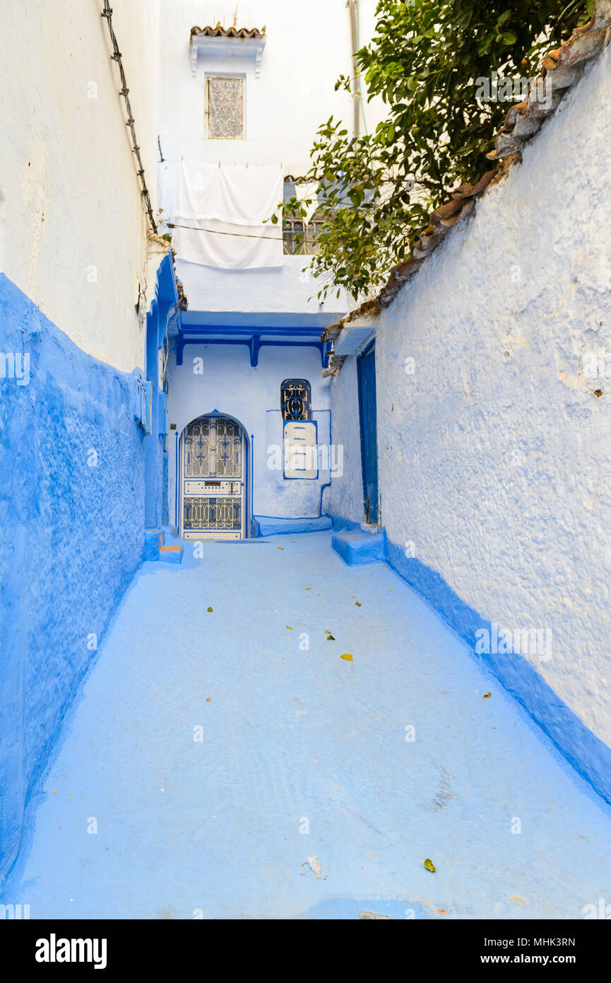 Blue wall of Chefchaouen, small town in northwest Morocco famous by its ...