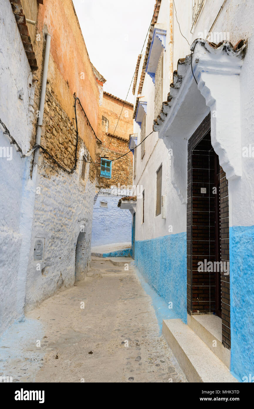 Blue walls of the houses of Chefchaouen, Morocco Stock Photo - Alamy