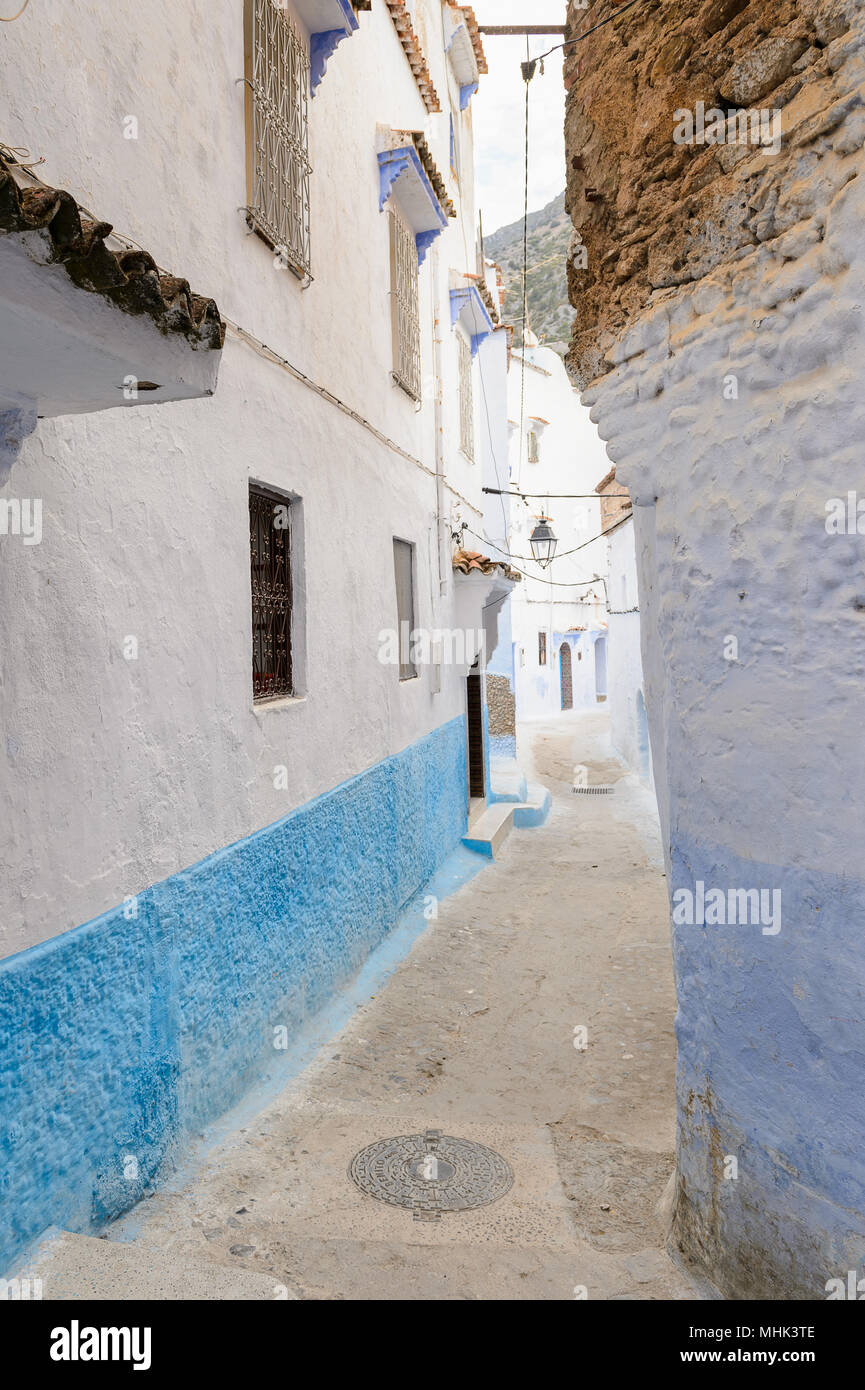 Blue walls of the houses of Chefchaouen, Morocco Stock Photo - Alamy