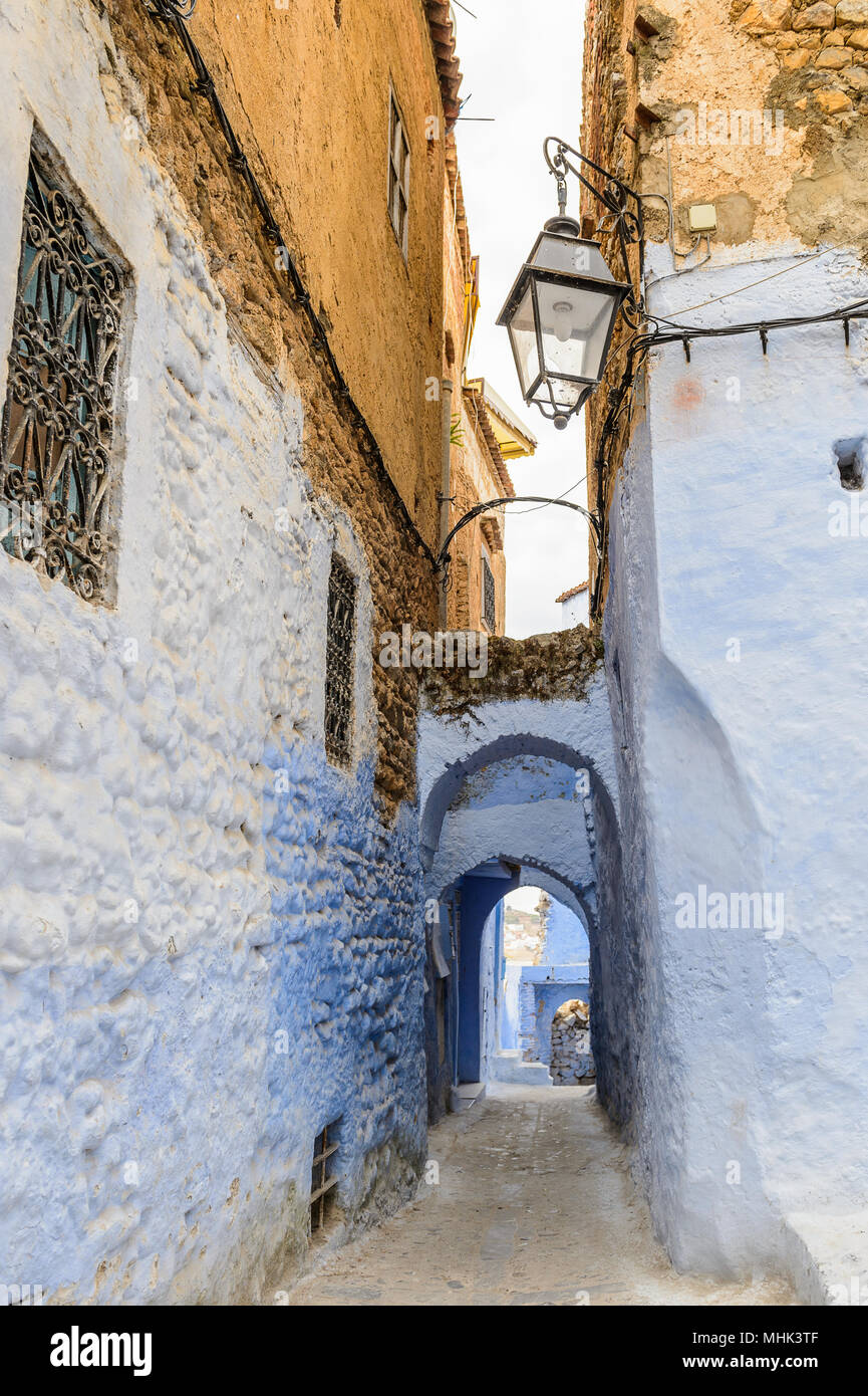Blue walls of the houses of Chefchaouen, Morocco Stock Photo - Alamy
